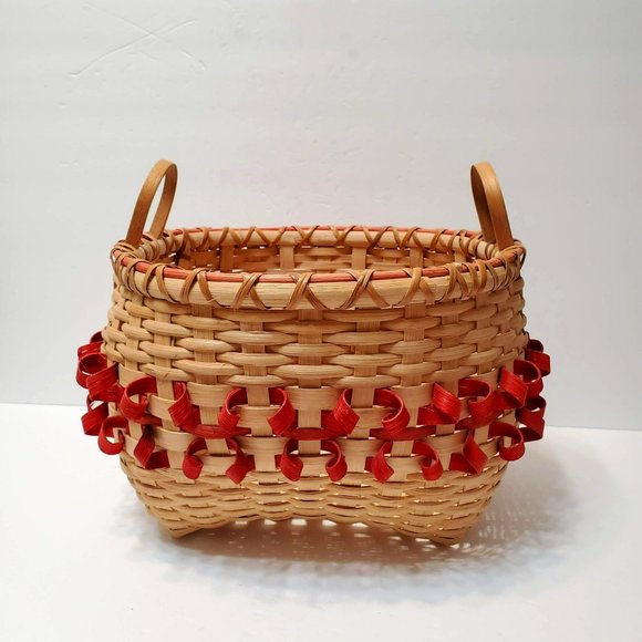 Hand Crafted | Accents | Handcrafted Wicker Basket With Red Trim ...